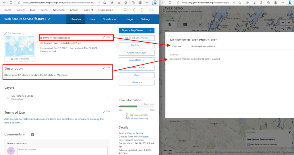 Edit metadata for a data layer - MapBuilder